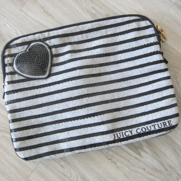 Juicy Couture | Bags | Juicy Couture Grey Felt Fabric With Black Sequin ...